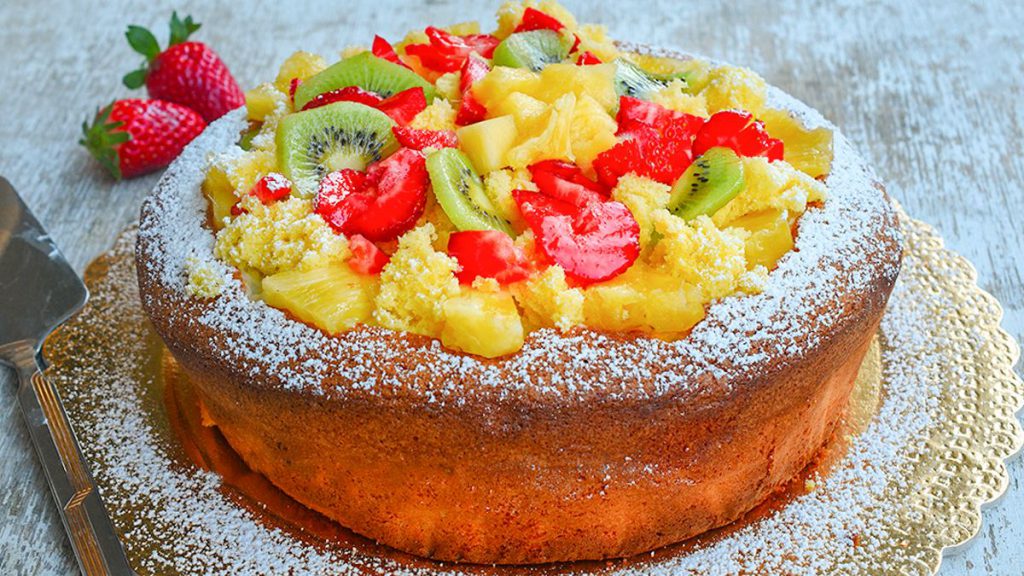 Génoise à la crème anglaise et aux fruits