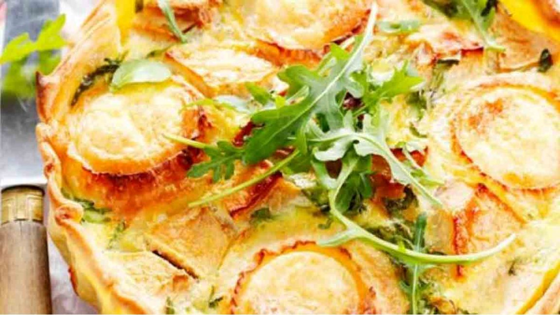 Quiche au chèvre et aux pommes: super bonne et crémeuse