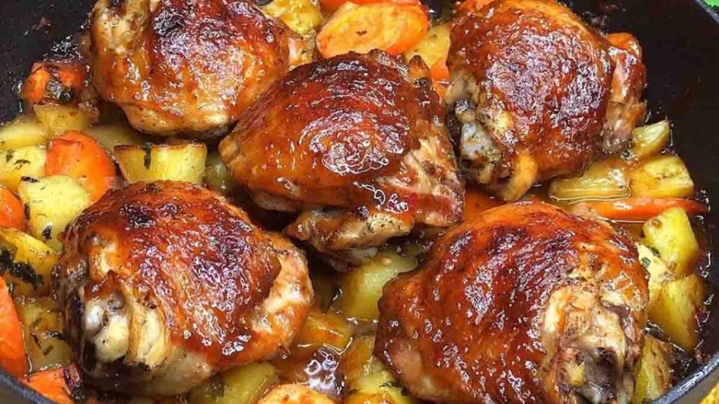Poulet épicé aux légumes: croustillant et super bon