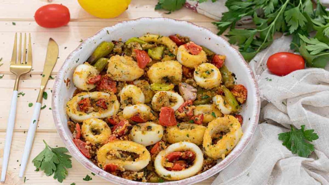 Calamars gratinés aux légumes: succulents, sains et alléchants